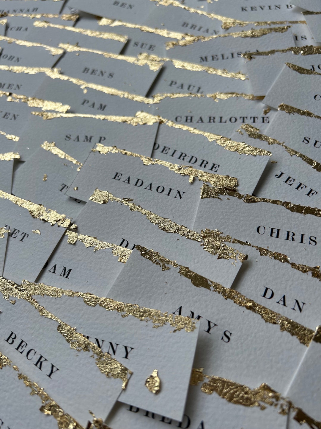 Gold Leaf Edge Wedding Place Cards | Name Cards | Table Setting - Etsy