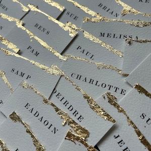 Gold Leaf Edge Wedding Place Cards | Name Cards | Table Setting - Etsy