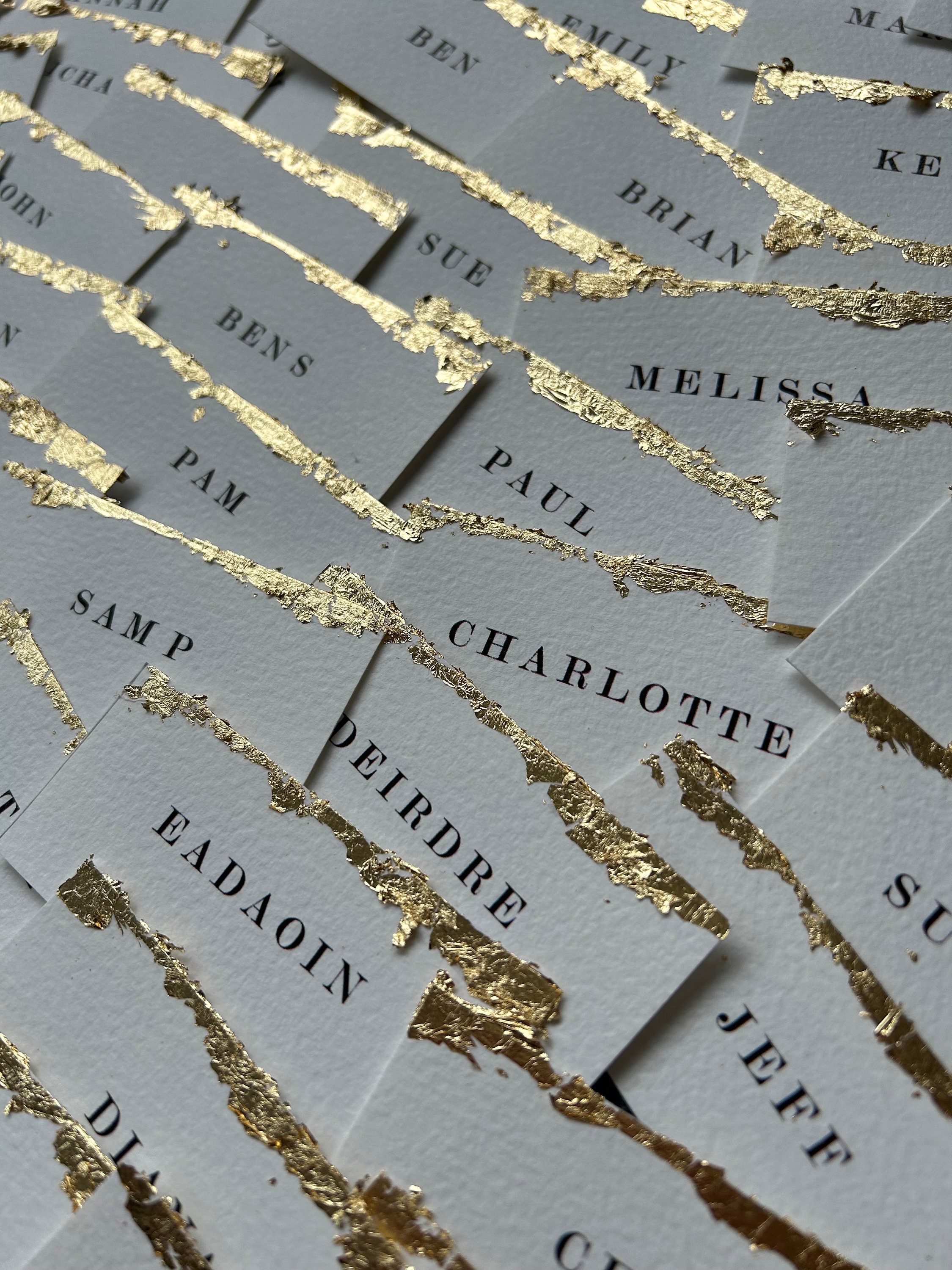Gold Leaf Edge Wedding Place Cards | Name Cards | Table Setting - Etsy