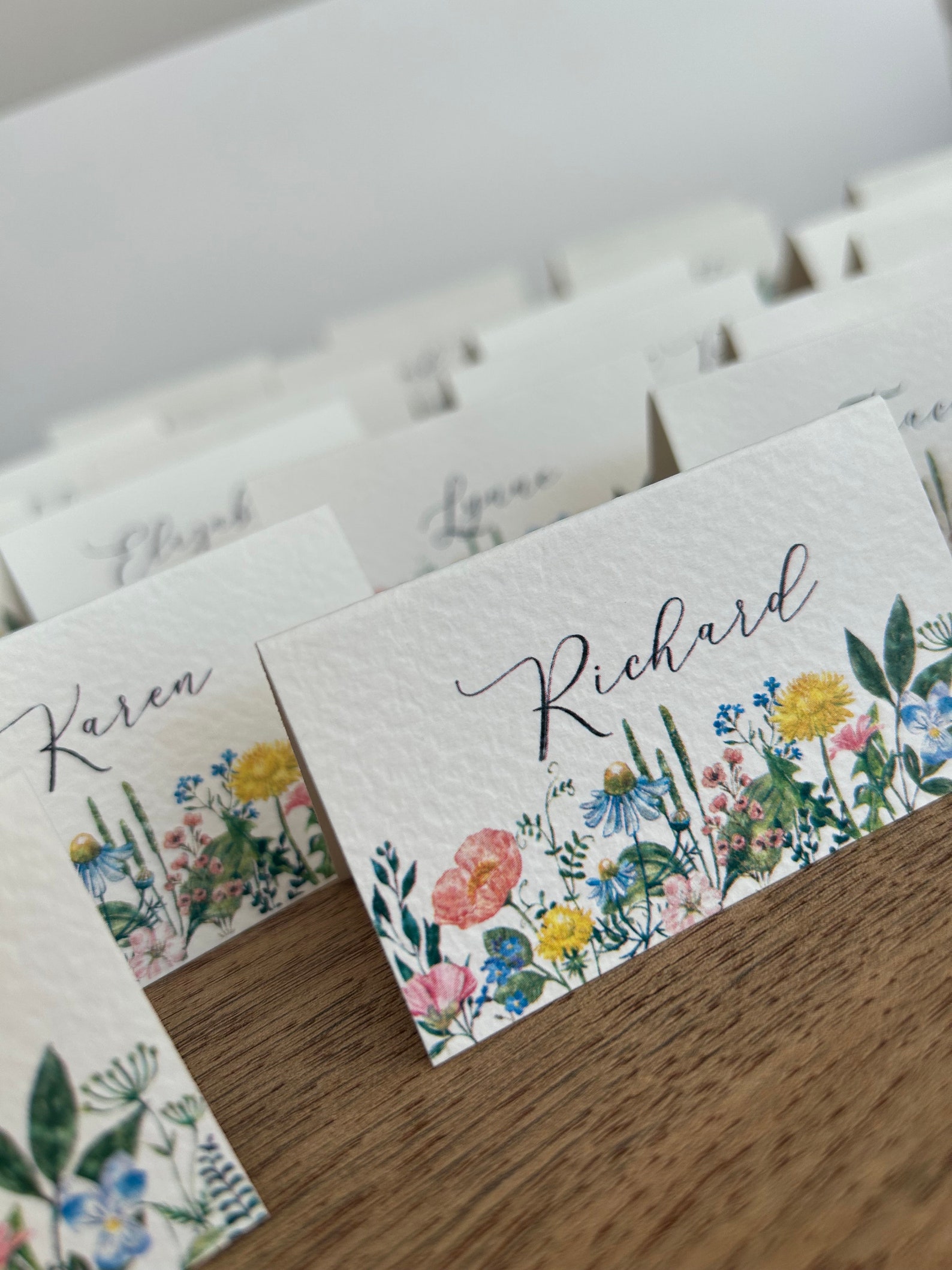 Wildflower Wedding Name Card - Etsy