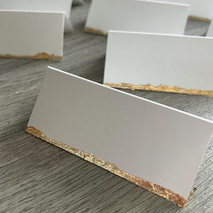 Blank Gold Leaf Edge Wedding Place Cards | Tent Fold Card | Blank Name ...
