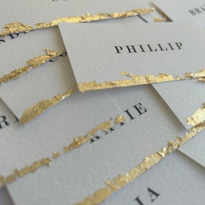 Gold Leaf Edge Wedding Place Cards | Name Cards | Table Setting - Etsy
