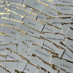 Gold Leaf Edge Wedding Place Cards | Name Cards | Table Setting - Etsy