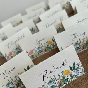 Wildflower Wedding Name Card - Etsy