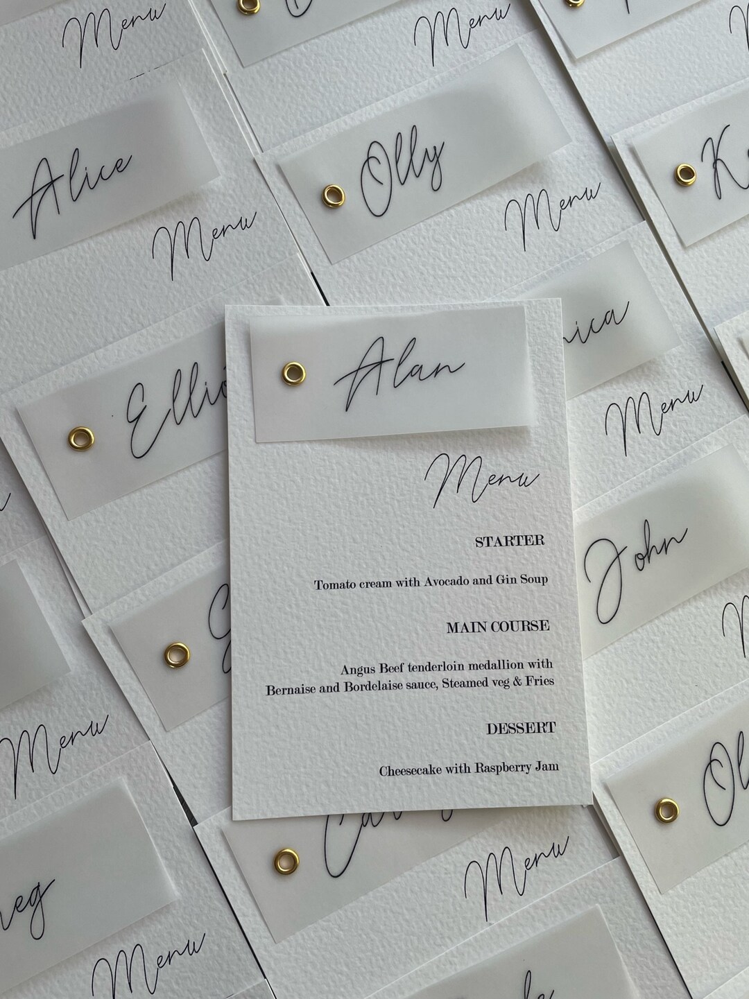 Wedding Menu Card With Vellum Name Tag - Etsy