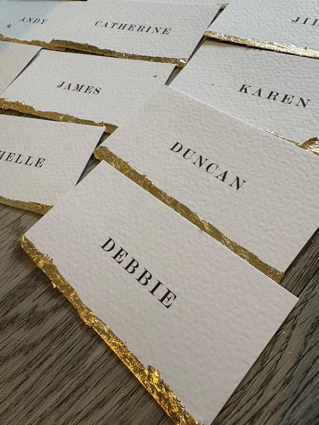 Gold Leaf Edge Wedding Place Cards | Name Cards | Table Setting - Etsy