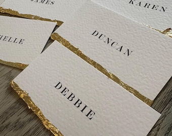 Gold Leaf Edge Wedding Place Cards | Name Cards | Table Setting - Etsy