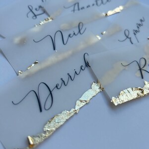 Gold Leaf Edge Vellum Wedding Place Cards | Name Cards | Table Setting ...