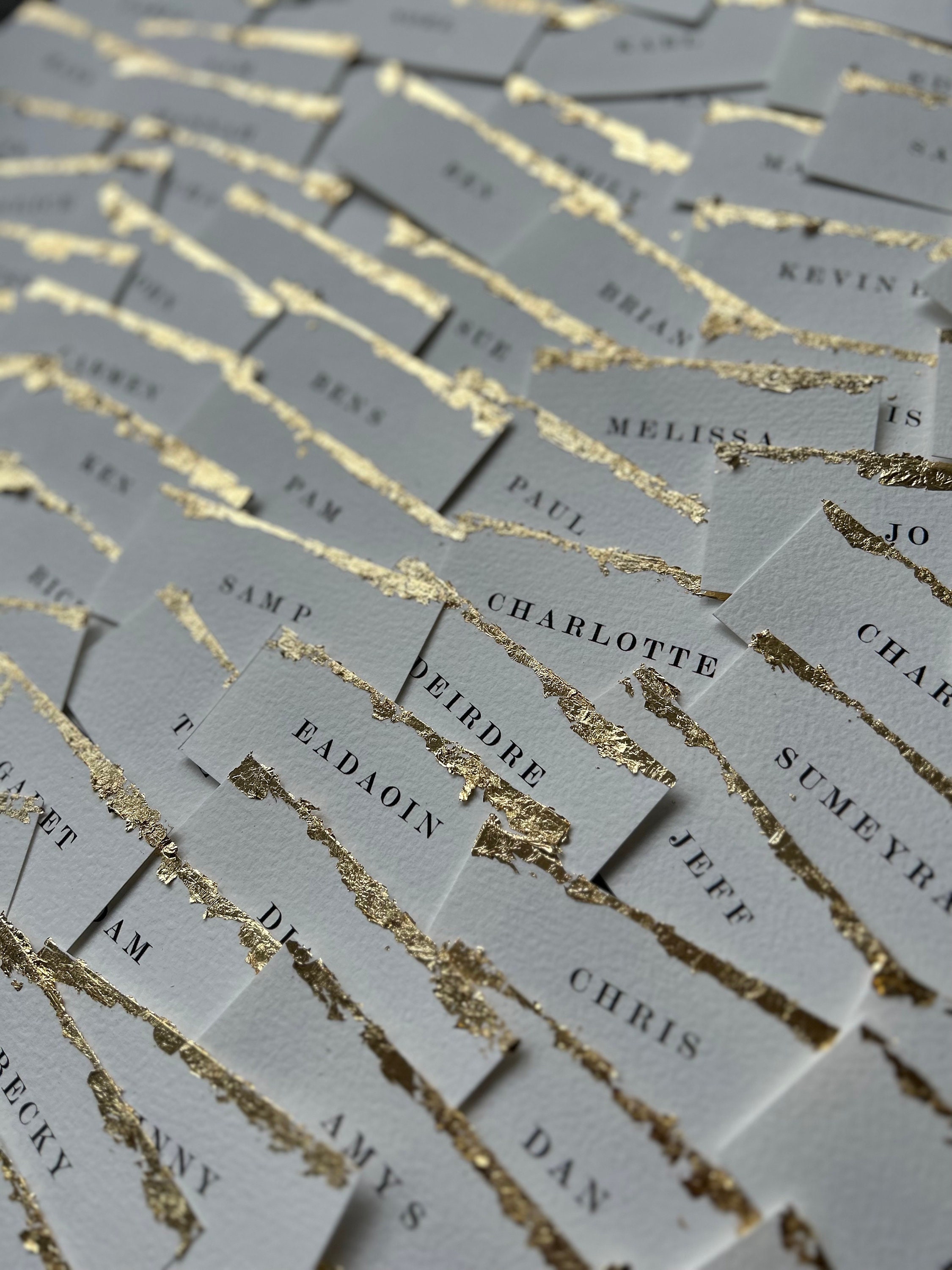 Gold Leaf Edge Wedding Place Cards | Name Cards | Table Setting - Etsy
