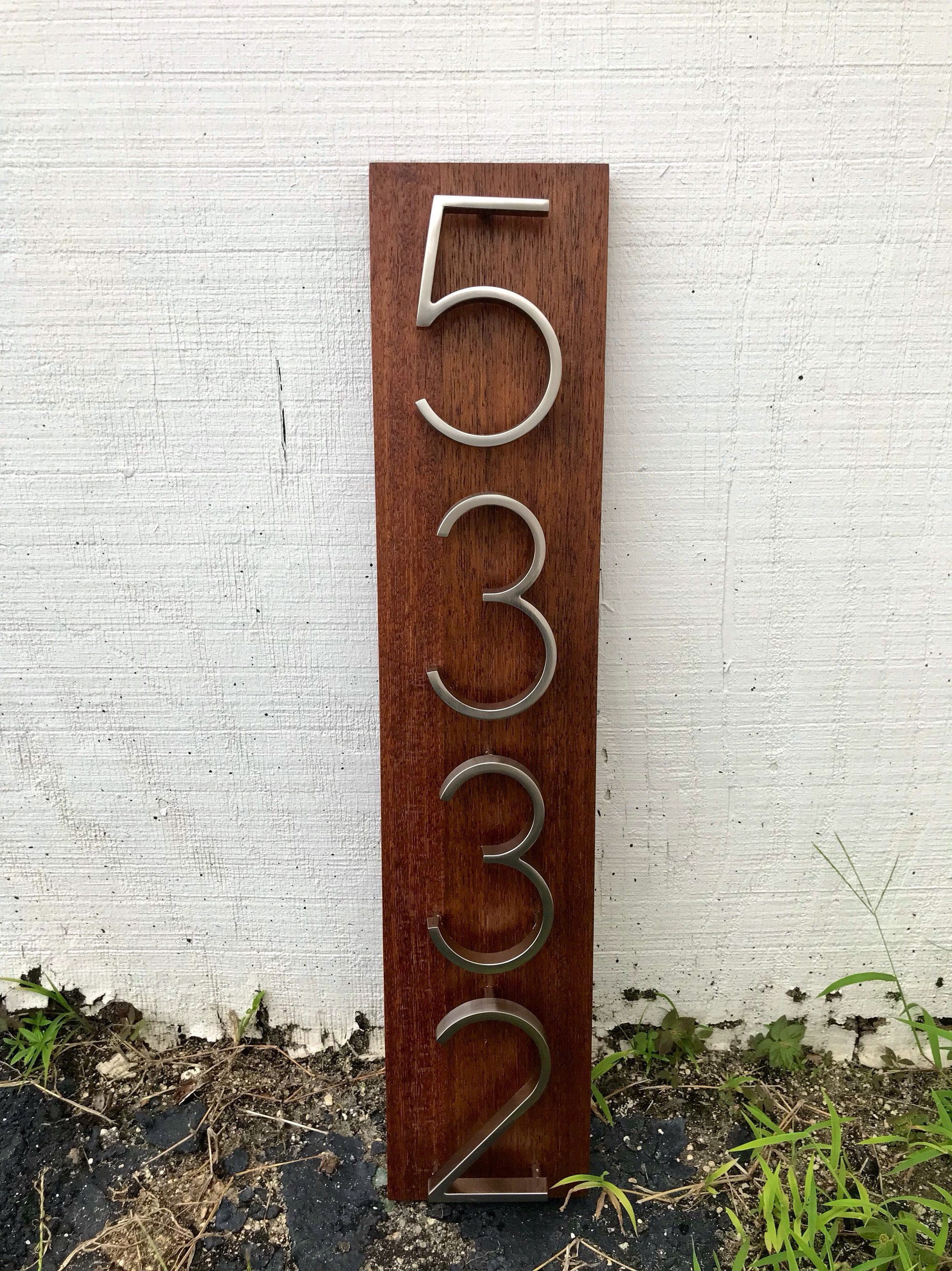 Address Plaque Modern House Numbers Custom Mid Century Cherry - Etsy