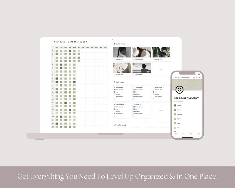 Notion Template Habit Tracker Journal Mood Tracker Setup Layout, Notion Planner, Digital Habit ...