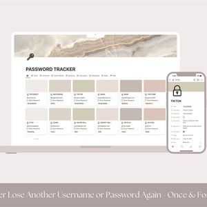 Password Organizer Tracker Notion Template, Password Log List Keeper ...