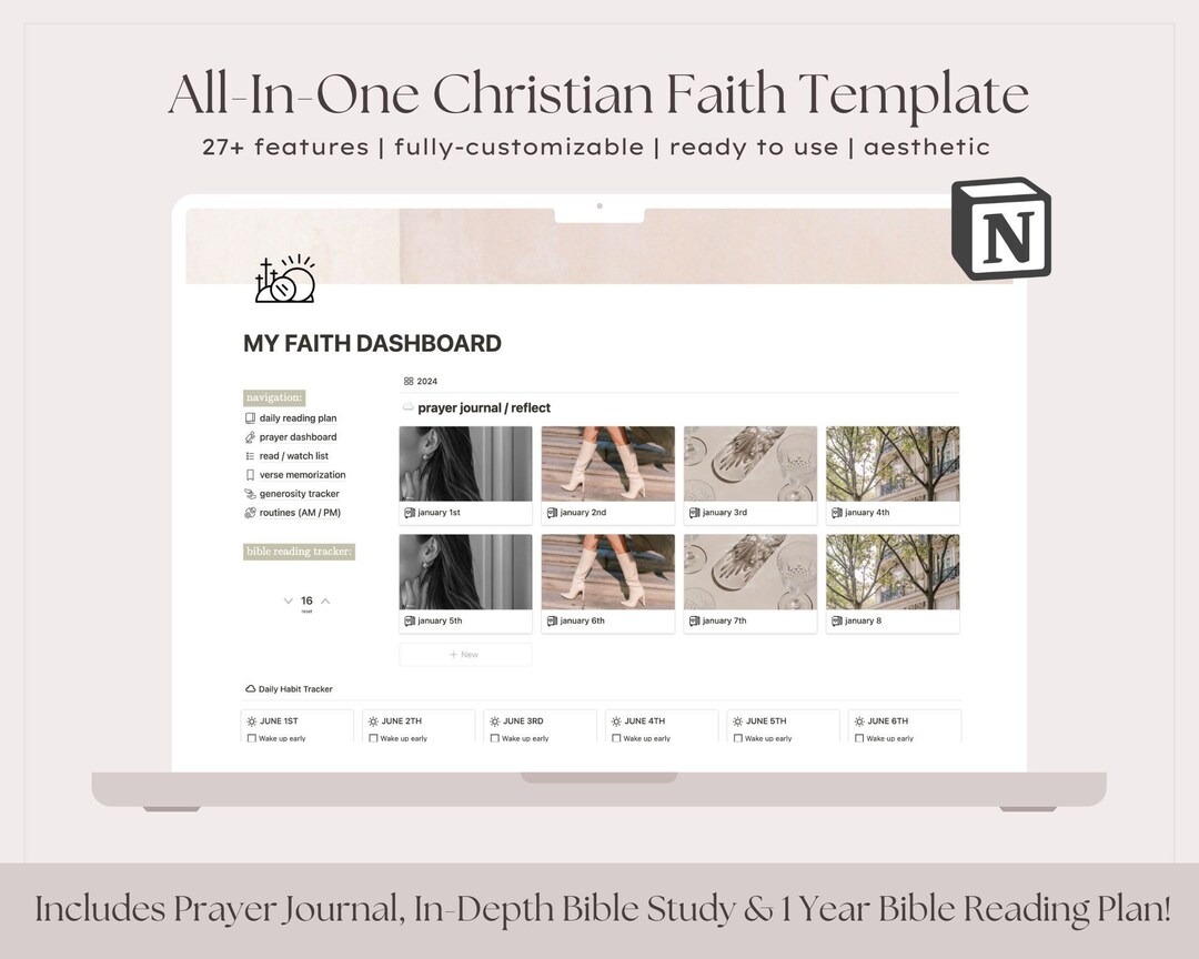 Christian Notion Template Tracker Bible Study Prayer Journal, Prayer ... Christian Notion Template Tracker Bible Study Prayer Journal, Prayer ...