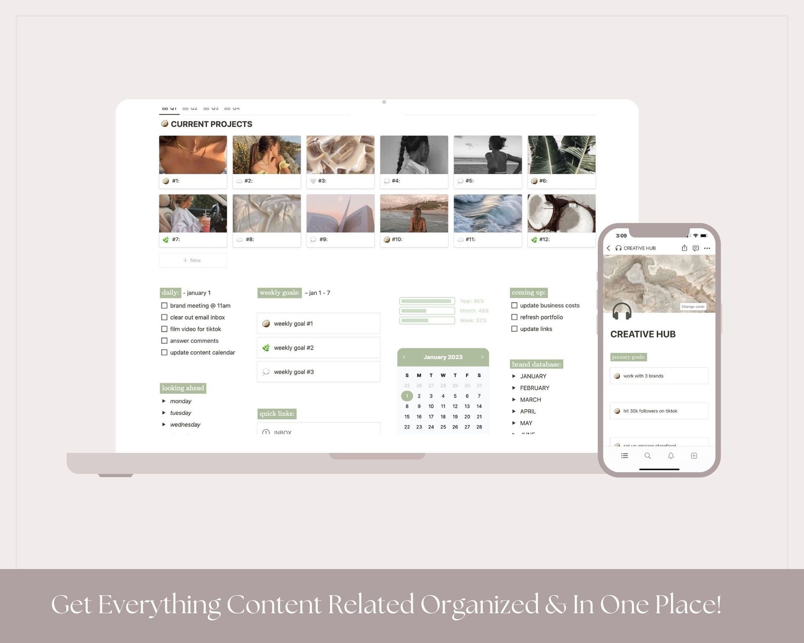 Content Creator Notion Template Business Planner, Aesthetic Notion ...