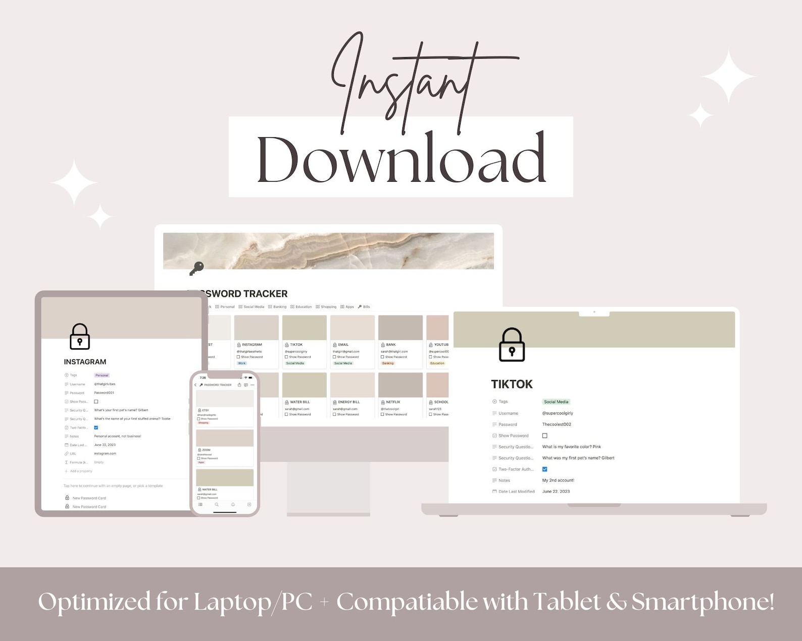 Password Organizer Tracker Notion Template Password Log List - Etsy