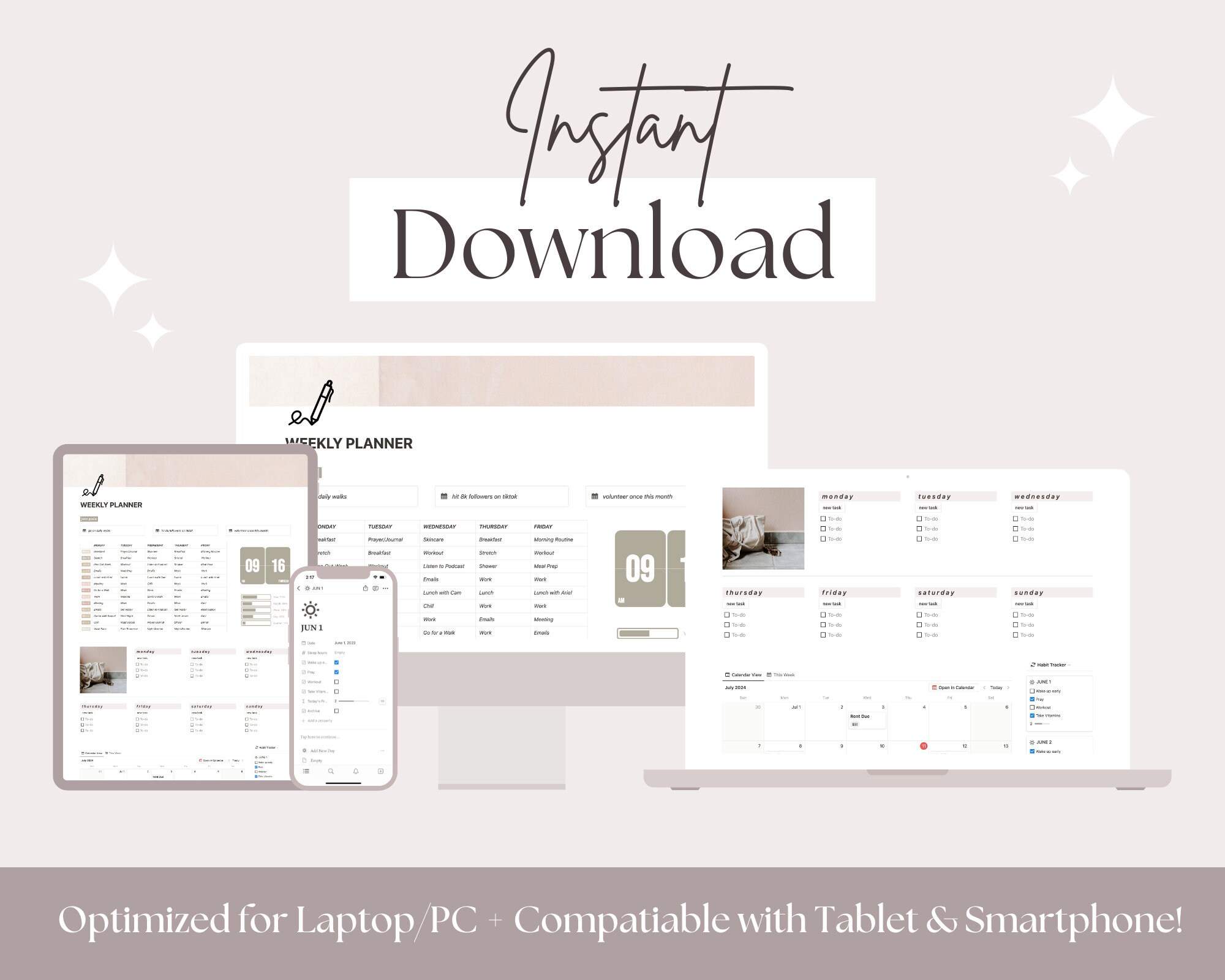 Notion Planner Template, Digital Life Planner Agenda Calendar Habit ...