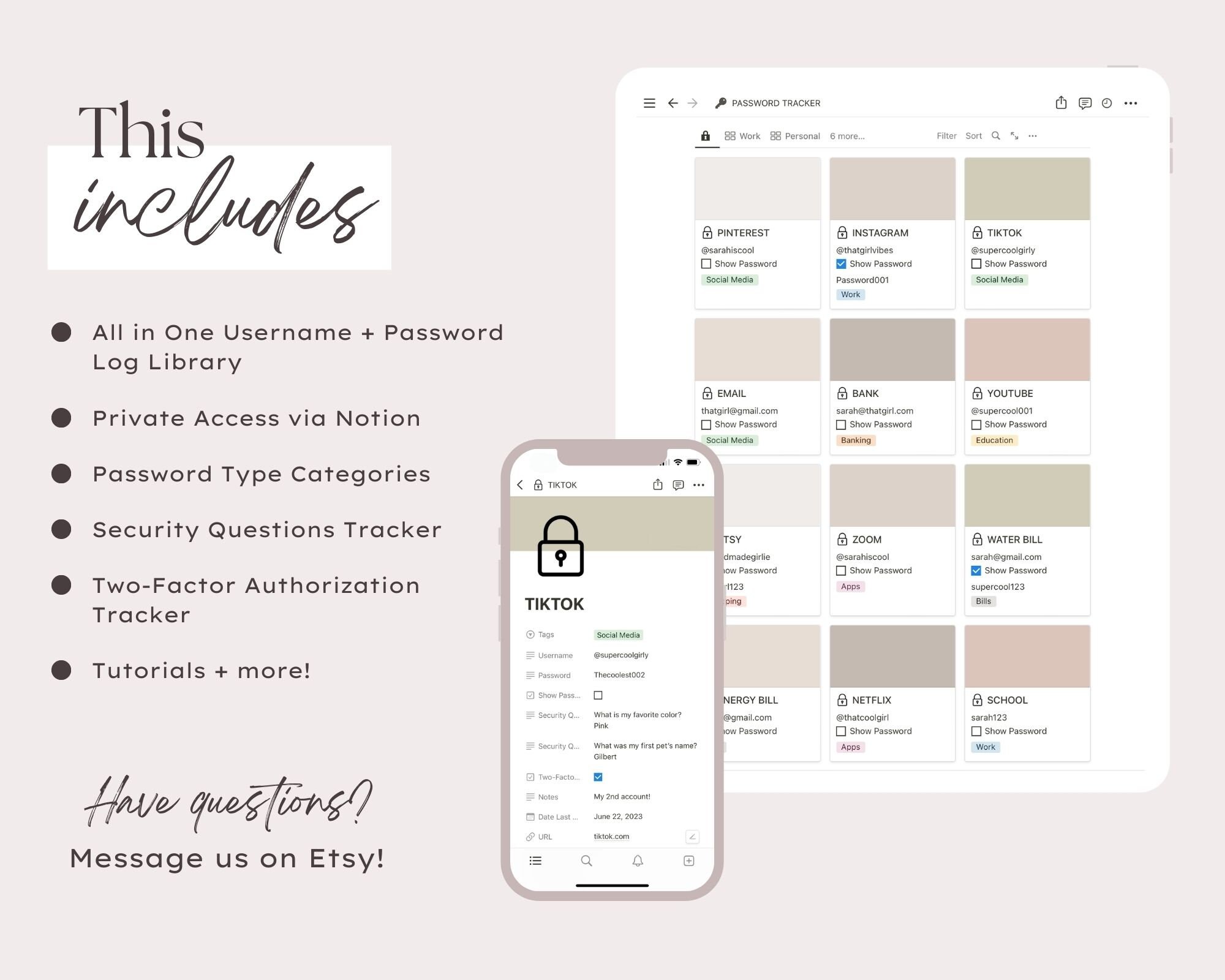Password Organizer Tracker Notion Template, Password Log List Keeper, Password Manager Password ...