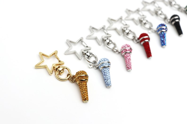 Crystal Microphone Keychainplatinum-plated Keychain / - Etsy