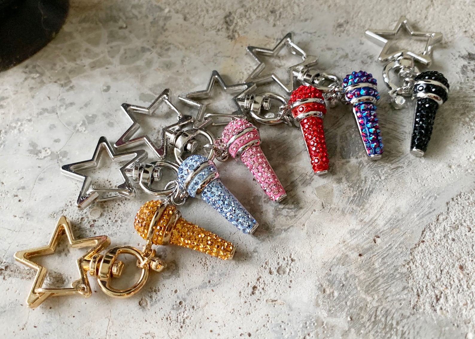 Crystal Microphone Keychainplatinum-plated Keychain / - Etsy