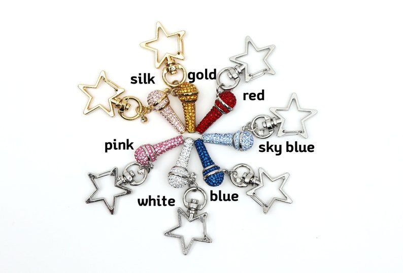 Crystal Microphone Keychainplatinum-plated Keychain / - Etsy