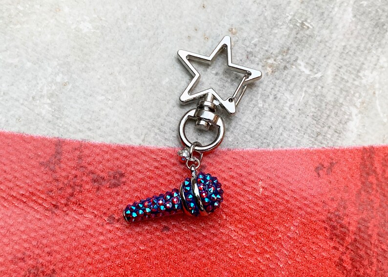 Crystal Microphone Keychainplatinum-plated Keychain / - Etsy