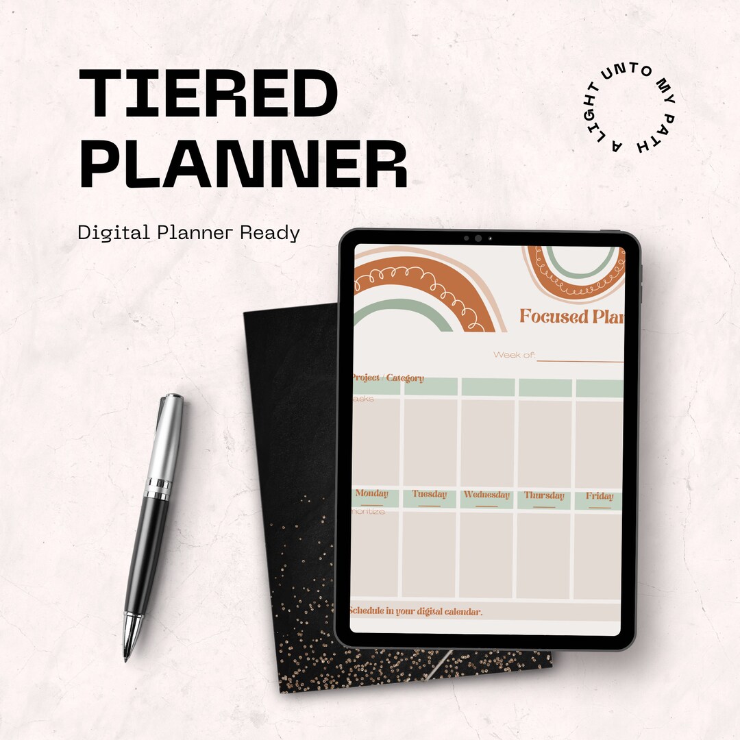 Neutral Rainbows Tiered Planner, 5-day Work Week, Use With Digital ...