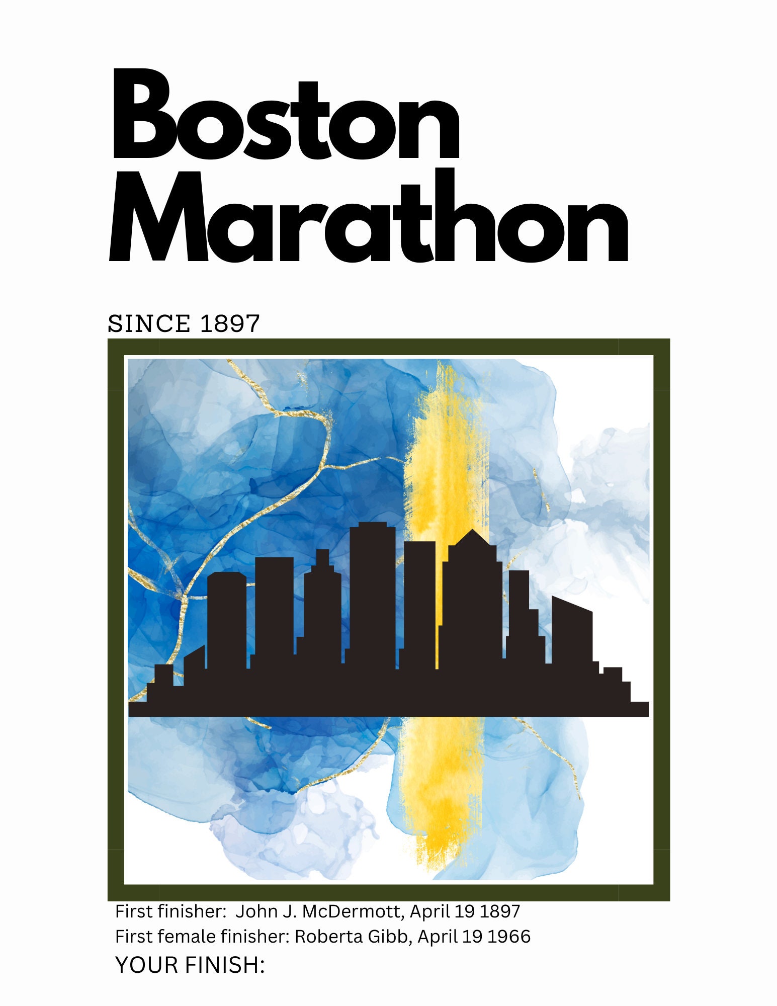 Boston Marathon Print - Customizable - Etsy