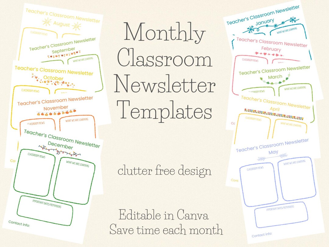 Editable Teacher Newsletter Template | Classroom Communication (canva ...
