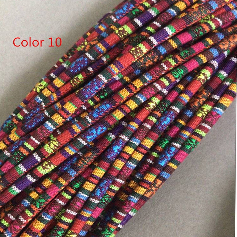 6mm Ethnic Stitched Fabric Cord, Embroidered Textile Cord, Boho Cotton ...