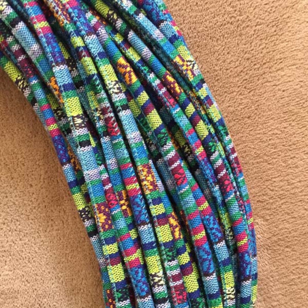 6mm Ethnic Stitched Fabric Cord, Embroidered Textile Cord, Boho Cotton ...