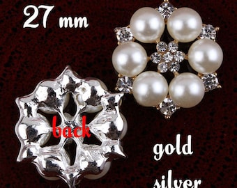 3 Flat Back Rhinestone Button Pearl Button Flower Button - Etsy