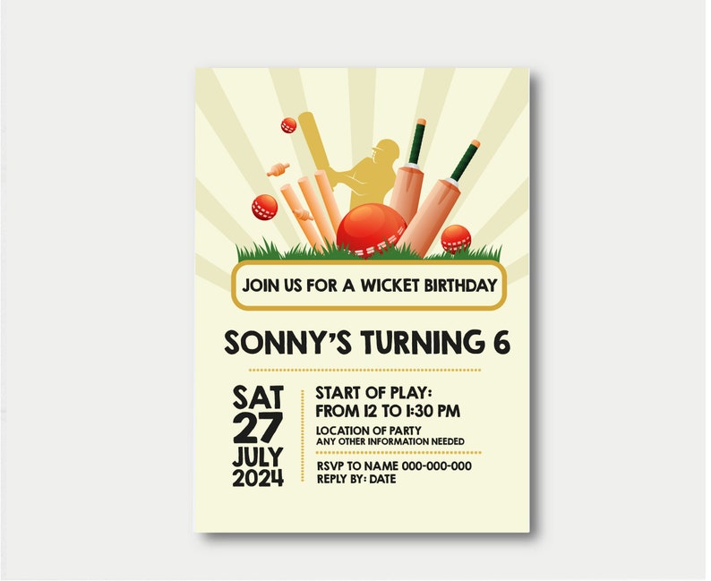 Personalised Cricket Party Invitations, Personalised Party Invitations ...
