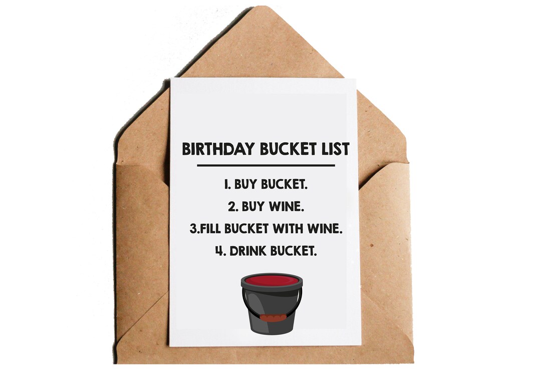 Wine Card, Bucket List ,birthday Card, Best Friend, Card, Birthday ...