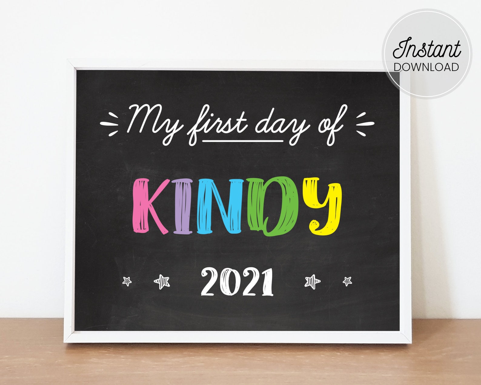 1st Day Of KINDY School Chalkboard Sign Printable Back To Etsy