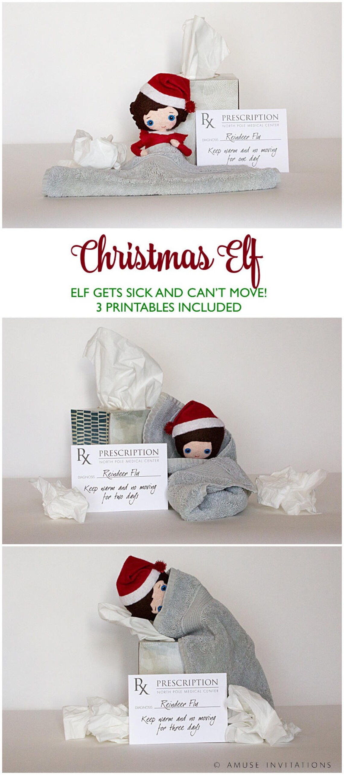 Elf Sick, Reason to Not Move the Elf, Christmas Elf Accessories, Santa ...
