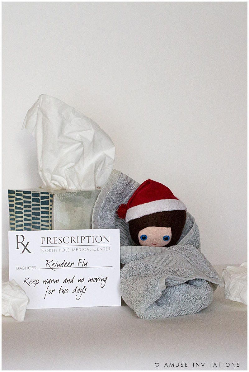 Elf Sick, Reason to Not Move the Elf, Christmas Elf Accessories, Santa ...