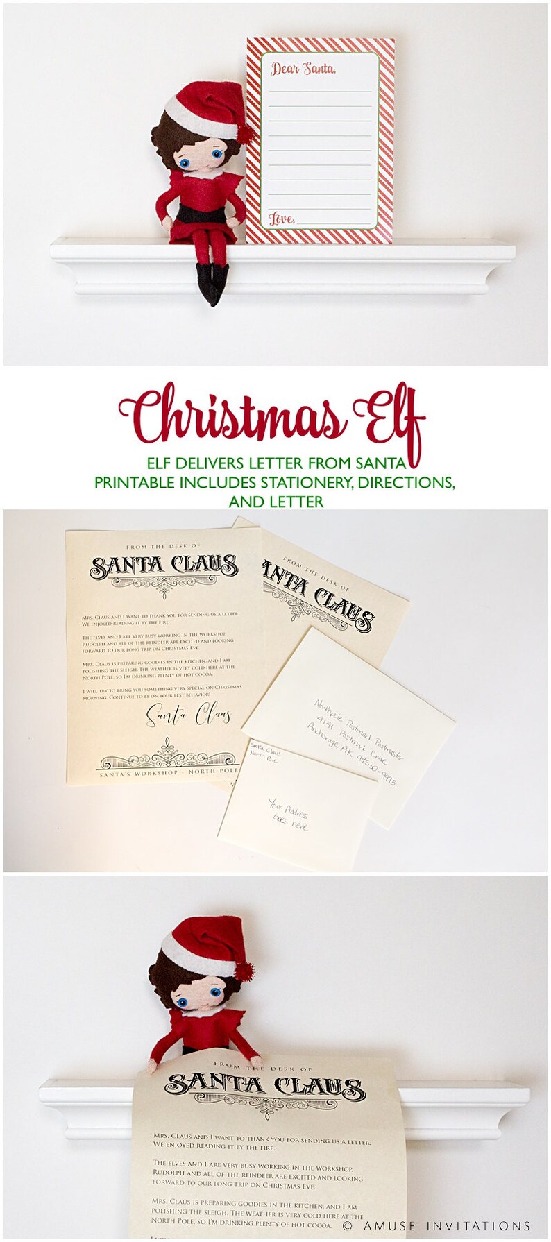 Elf Delivers Letter From Santa, Elf Letter, Christmas Elf Accessories ...