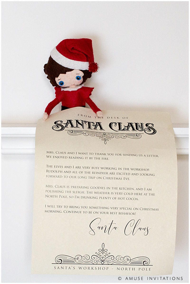 Elf Delivers Letter From Santa, Elf Letter, Christmas Elf Accessories ...