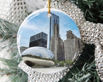 Chicago Skyline Circular Ornament Downtown Chicago City - Etsy