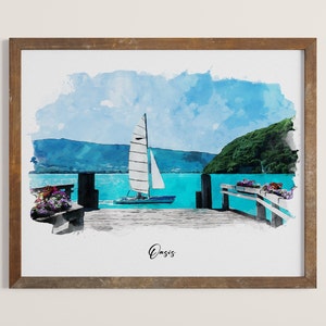 Custom Boat Portrait | Sailing Boat Art | Custom Boat Drawing | Boat ...