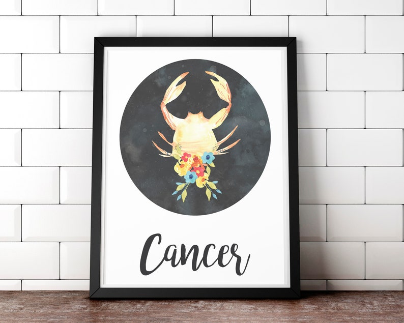 Cancer Wall Art Zodiac Gift Printable Art Zodiac Print - Etsy