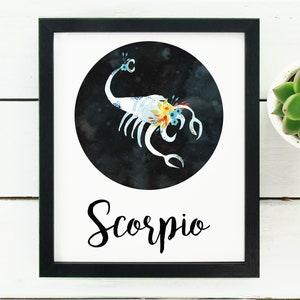 Scorpio, Wall Art, Zodiac Gift, Printable Art, Scorpio Print, Scorpio ...