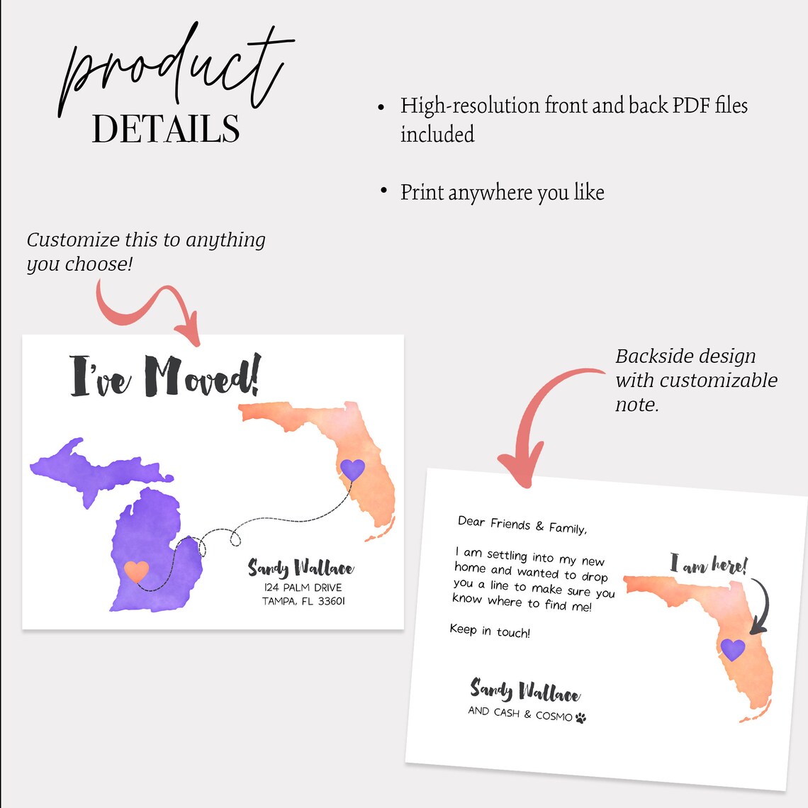 Printable New Address Cards Moving Announcement New Home - Etsy