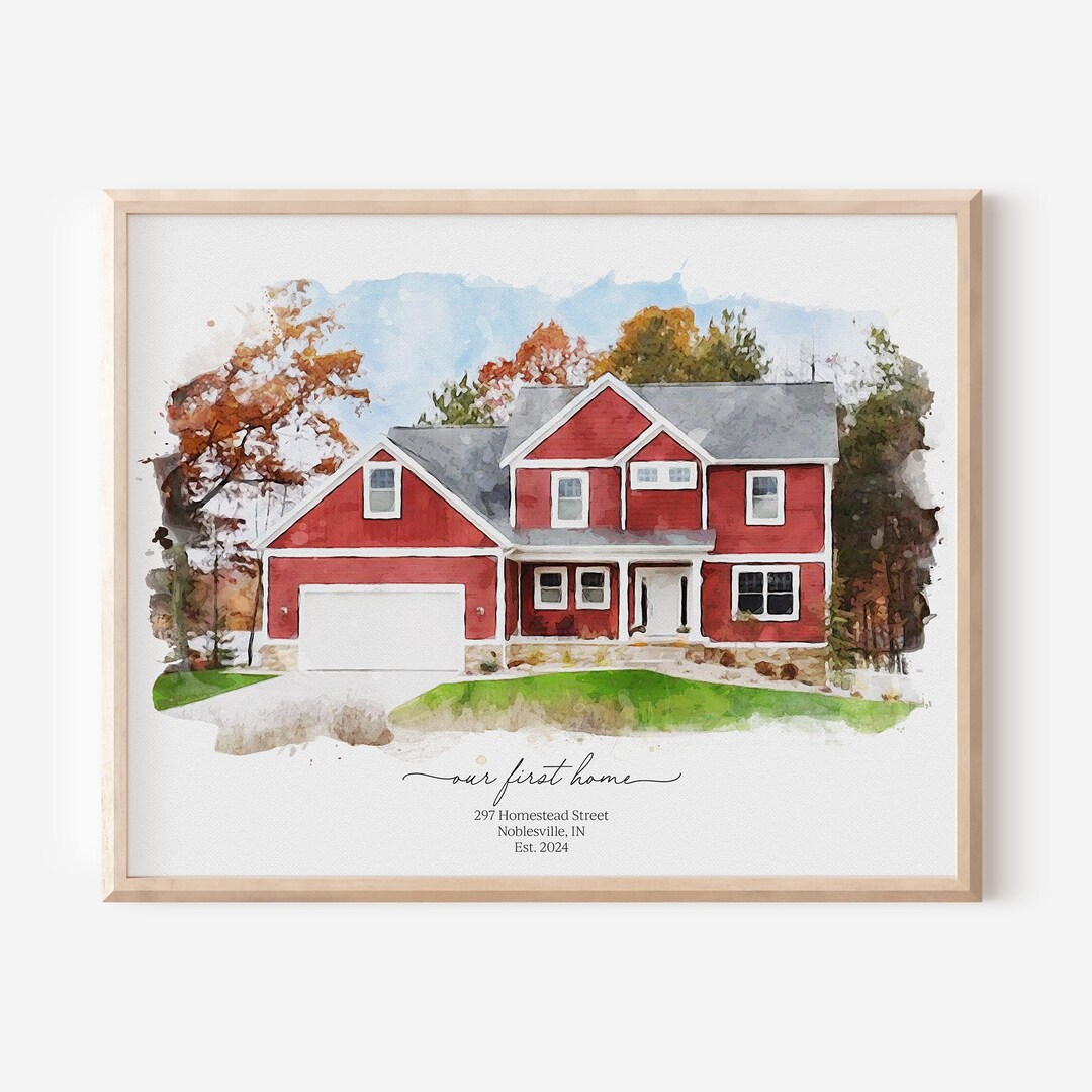 Home Portrait, House Painting, Housewarming Gift, Our First Home Sign ...