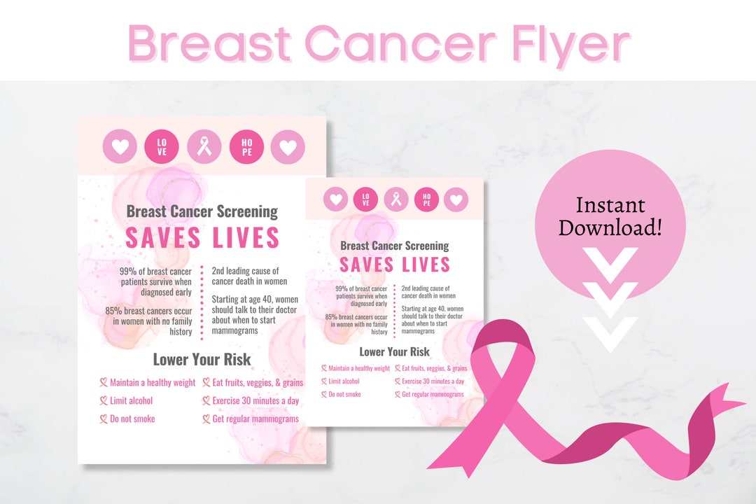 Breast Cancer Awareness Flyer Event Flyer 5x7 and 8.5x11 Print From ...