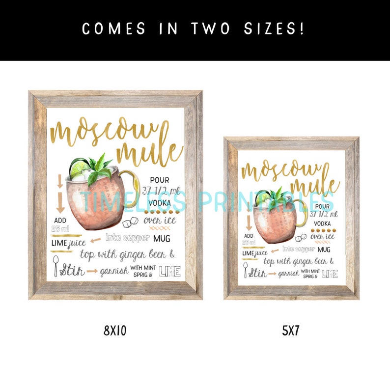 Moscow Mule Bar Sign 5x7 and 8x10 Print From Home Moscow Mule ...
