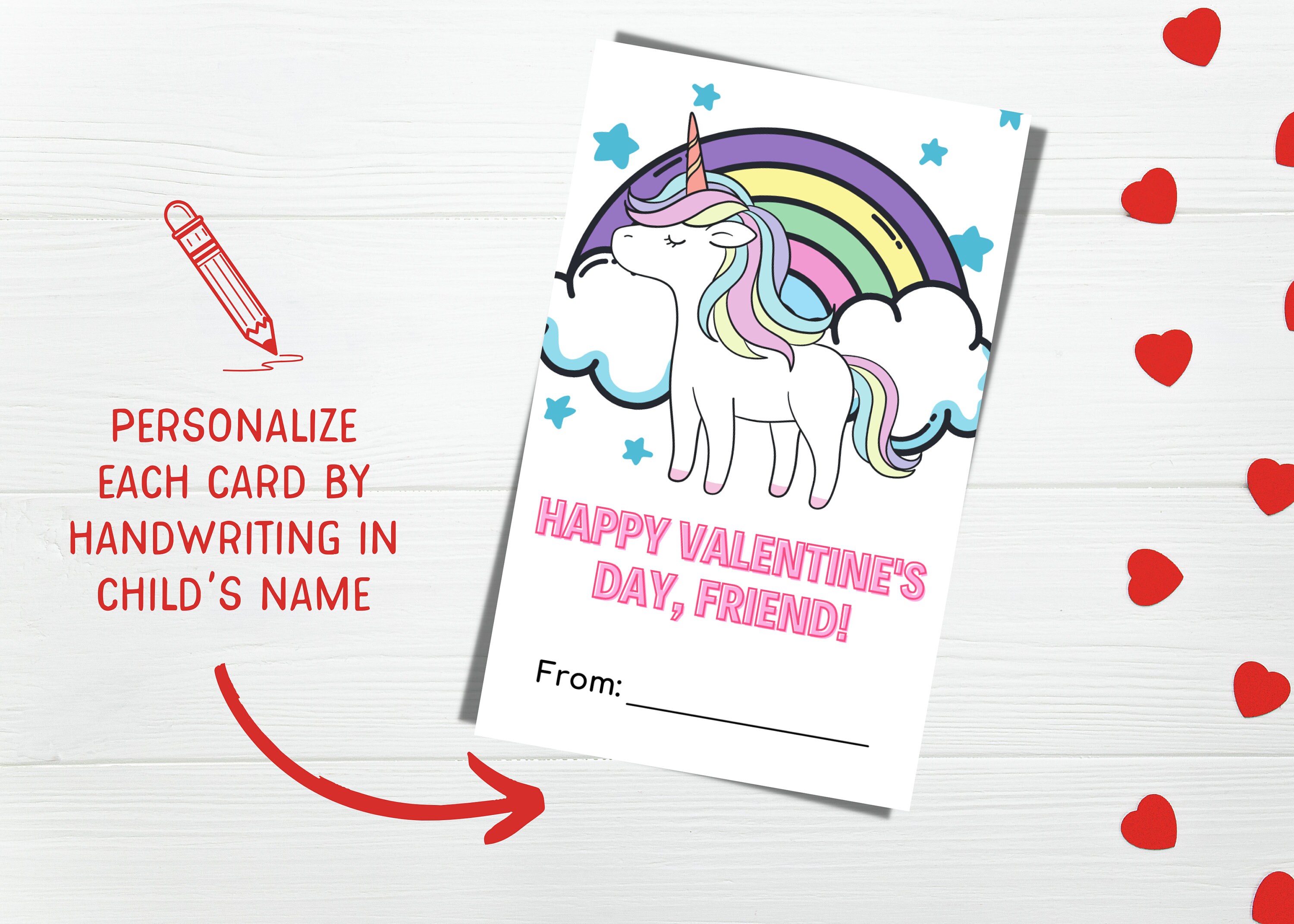 Printable Unicorn Valentine's Day Cards for Kids Classroom Valentine's ...