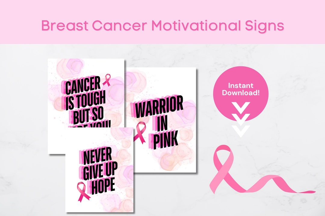 Breast Cancer Motivational Signs, 8 Signs Included | Event Signs | 5x7 ...