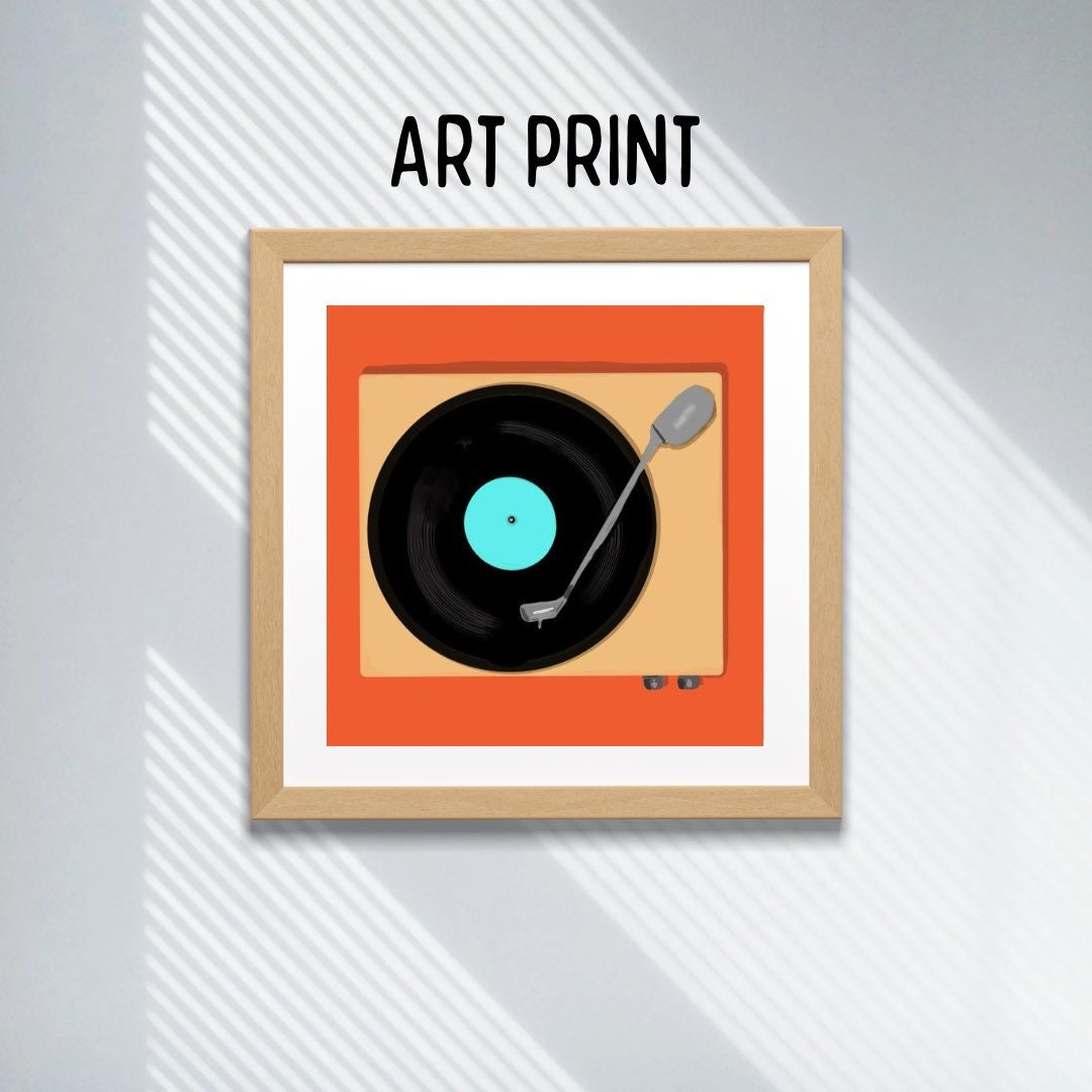 Record Player Turntable Retro Old School Music Artwork Print - Etsy