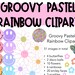 Groovy Pastel Rainbow Clipart Retro Clipart Digital Images - Etsy